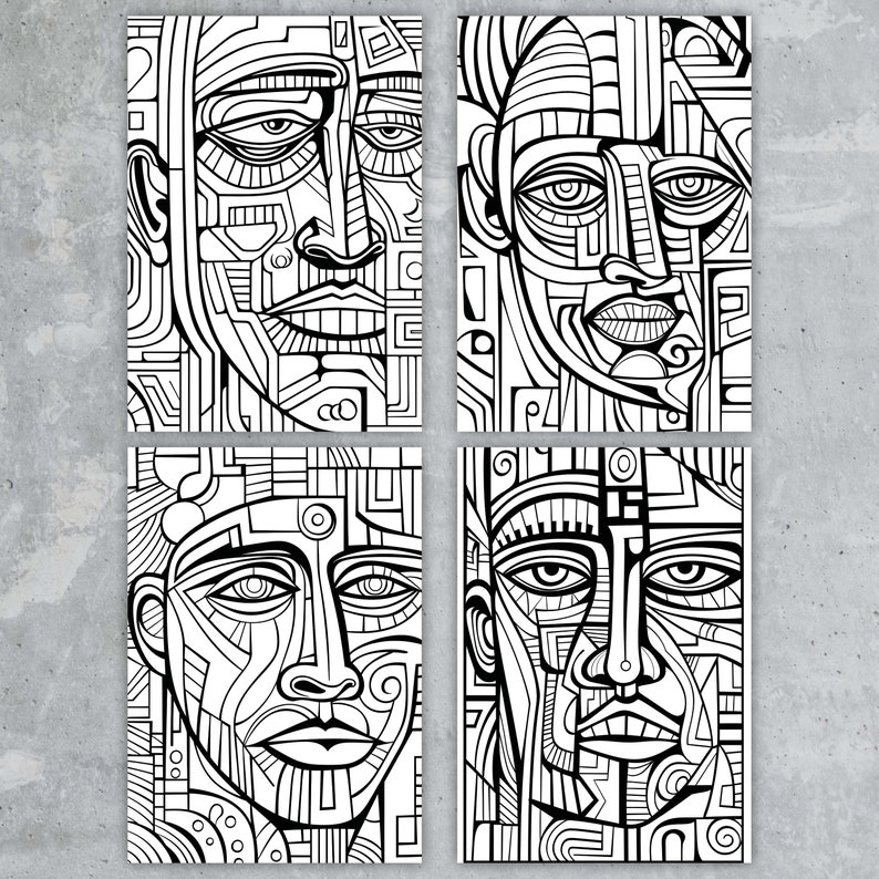 Coloring Pages "abstracts - Simple Portraits Vol. 02" | Faces ...