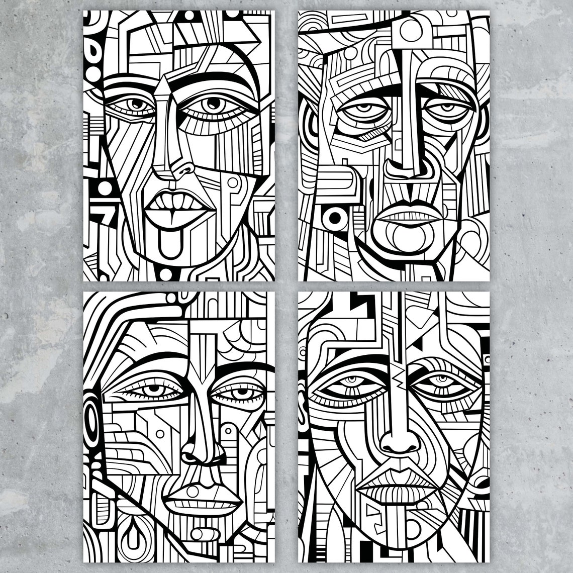 Coloring Pages "abstracts - Simple Portraits Vol. 02" | Faces ...
