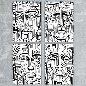 Coloring Pages "abstracts - Simple Portraits Vol. 02" | Faces ...
