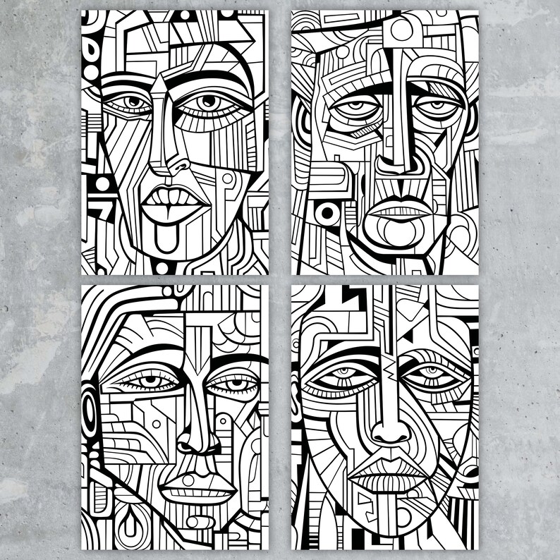 Coloring Pages "abstracts - Simple Portraits Vol. 02" | Faces ...