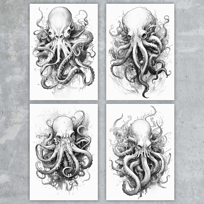 Coloring Pages "aquapunk - It's Octo-time Vol. 01" | Fantasy Octopodes ...