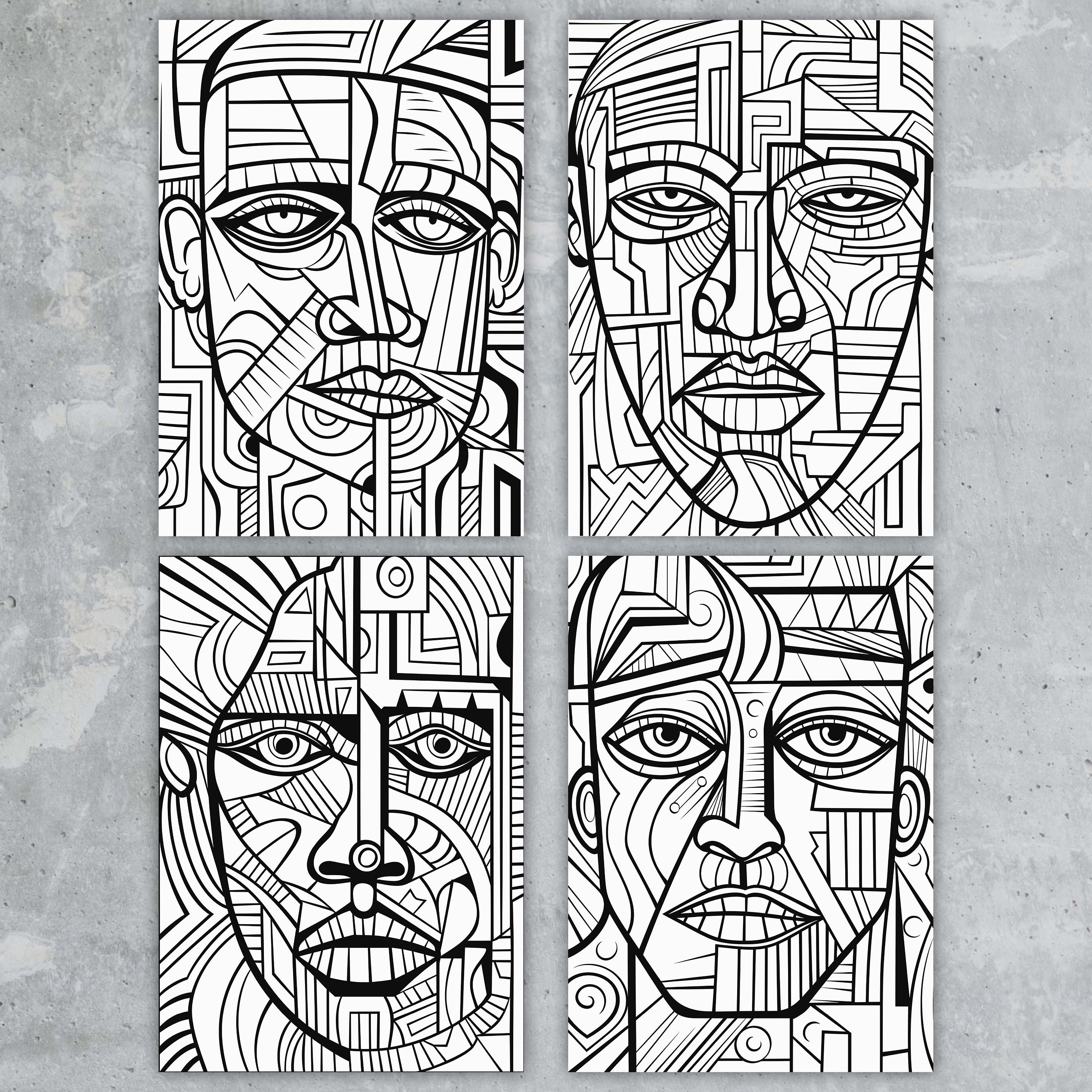 Coloring Pages "abstracts - Simple Portraits Vol. 01" | Faces ...
