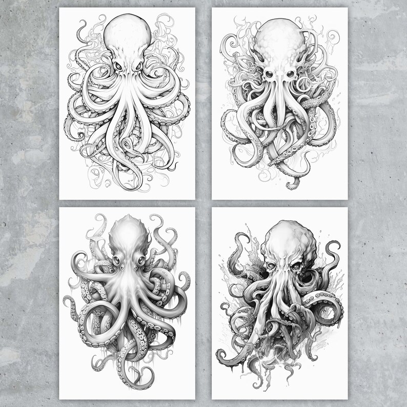 Coloring Pages "aquapunk - It's Octo-time Vol. 01" | Fantasy Octopodes ...