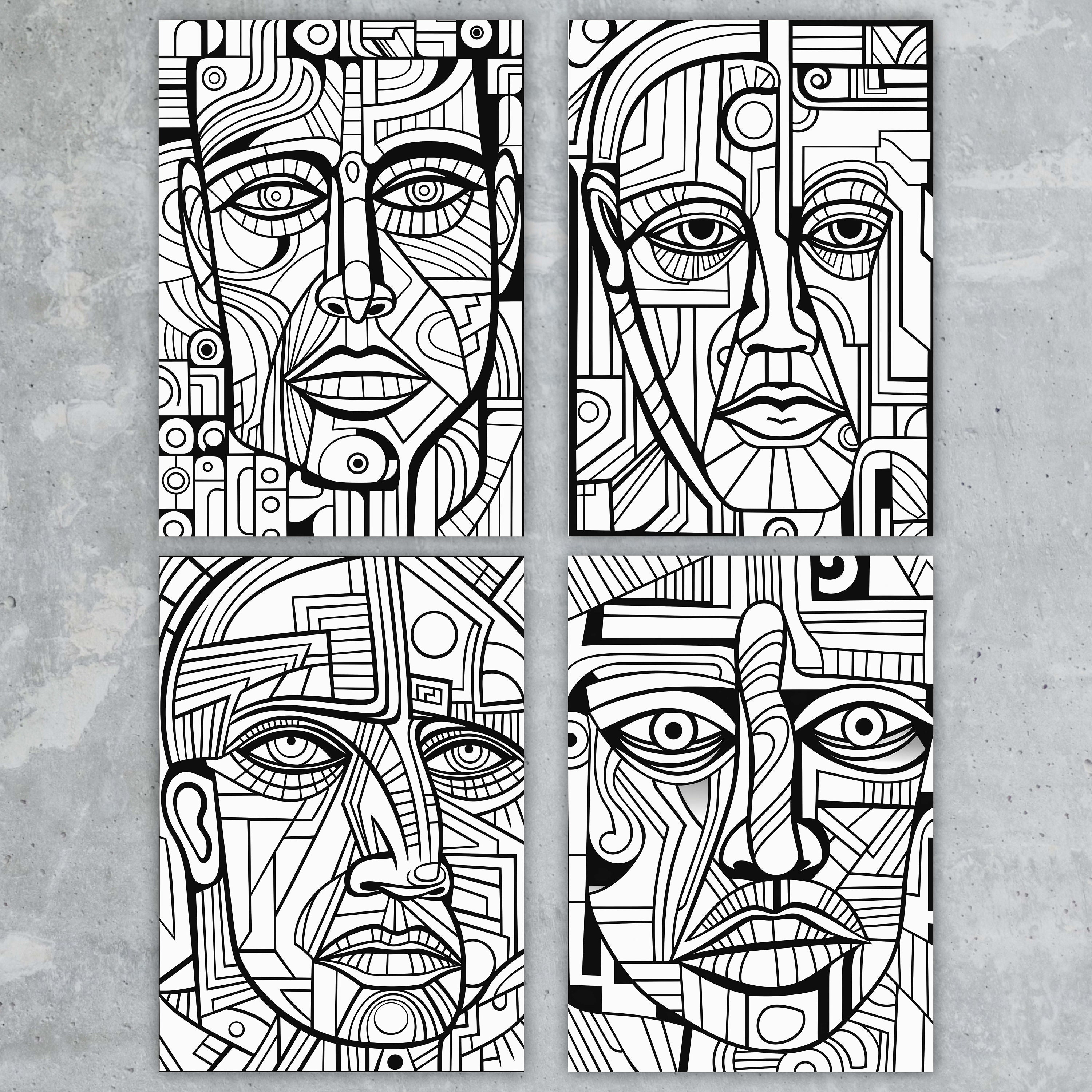 Coloring Pages "abstracts - Simple Portraits Vol. 01" | Faces ...