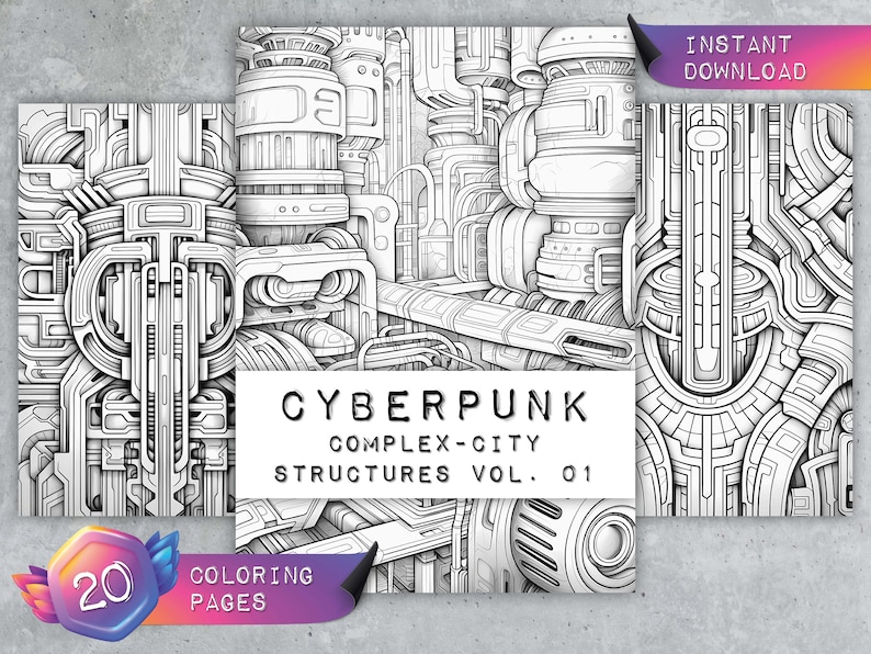 Coloring Pages "cyberpunk Complex-city Structures Vol. 01" | Abstract ...