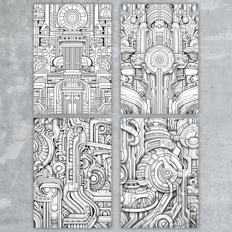 Coloring Pages "cyberpunk Complex-city Structures Vol. 01" | Abstract ...