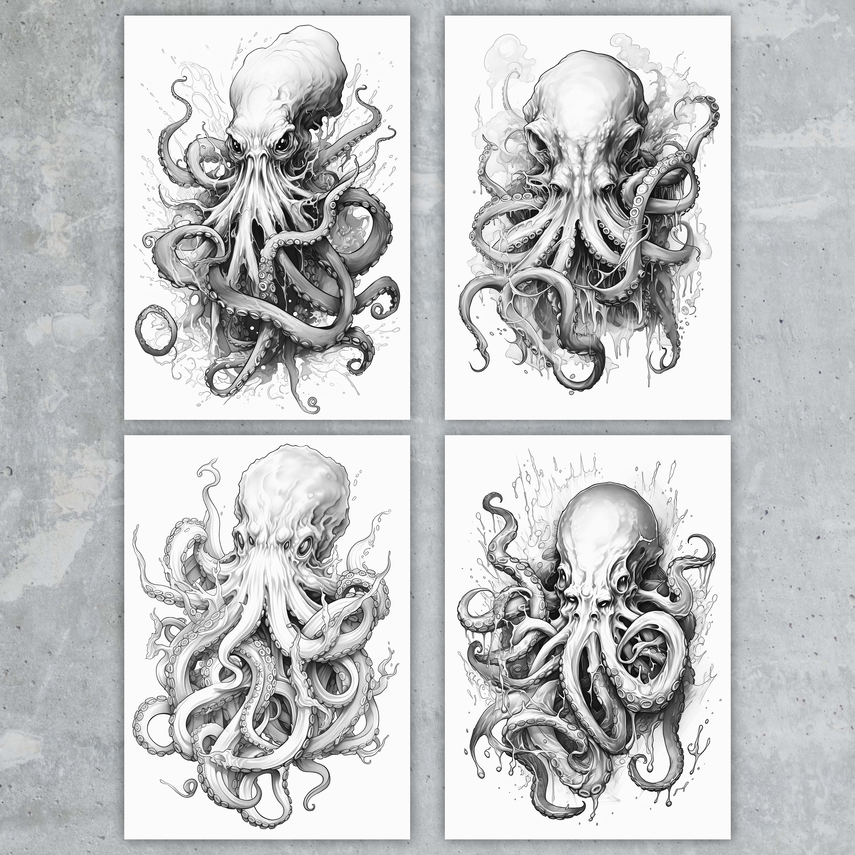 Coloring Pages "aquapunk - It's Octo-time Vol. 01" | Fantasy Octopodes ...