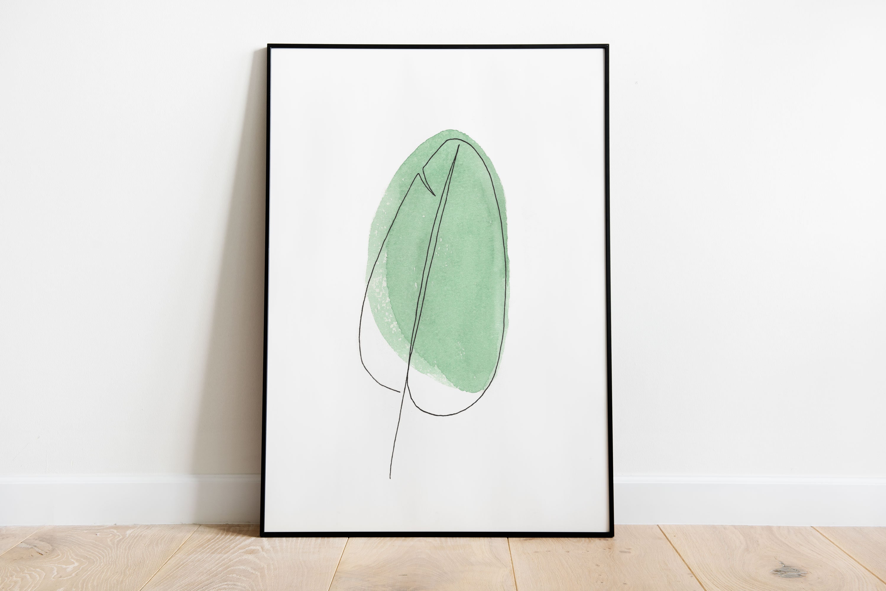 Printable Strelitzia Leaf Art. Line Art Watercolor Illustration ...