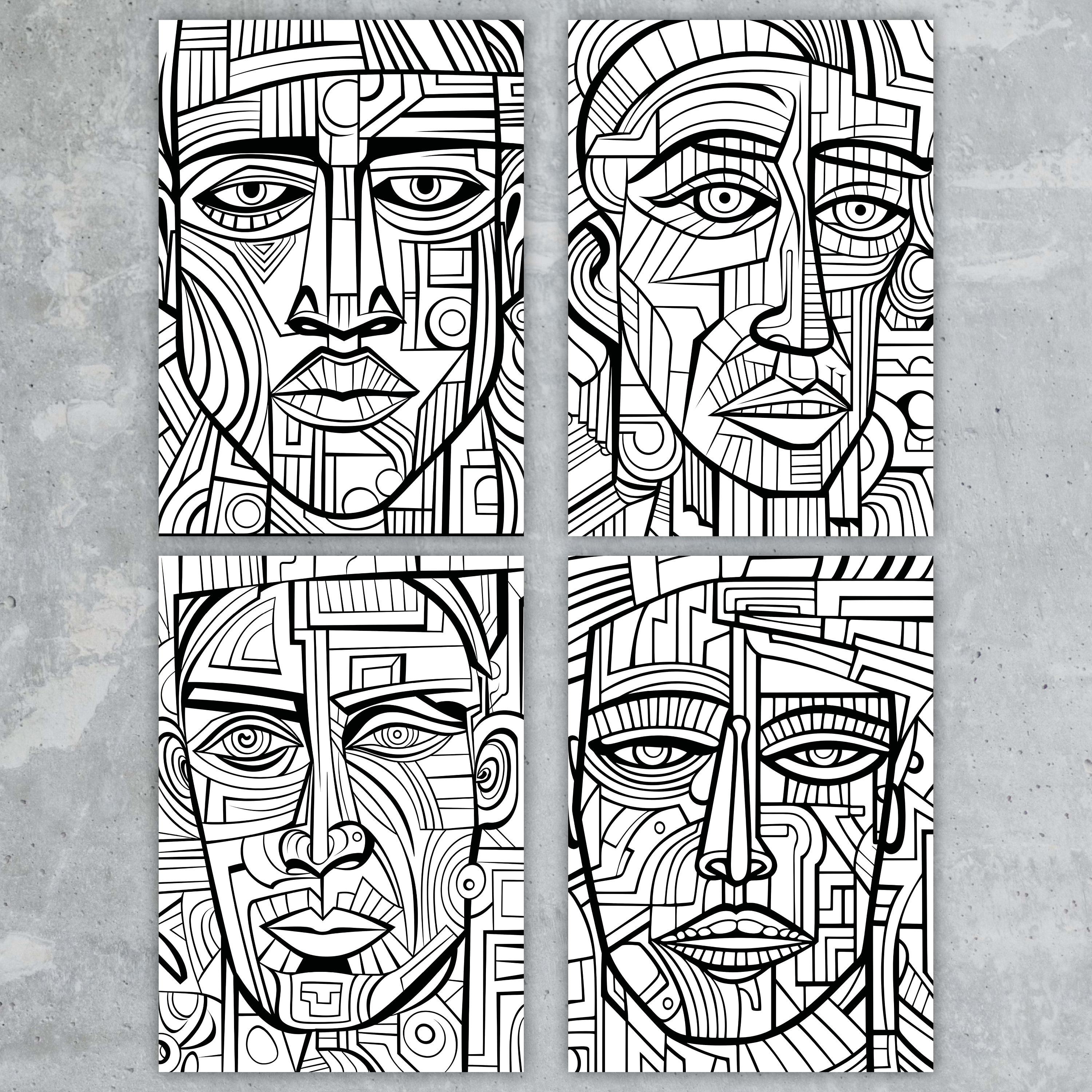 Coloring Pages "abstracts - Simple Portraits Vol. 02" | Faces ...