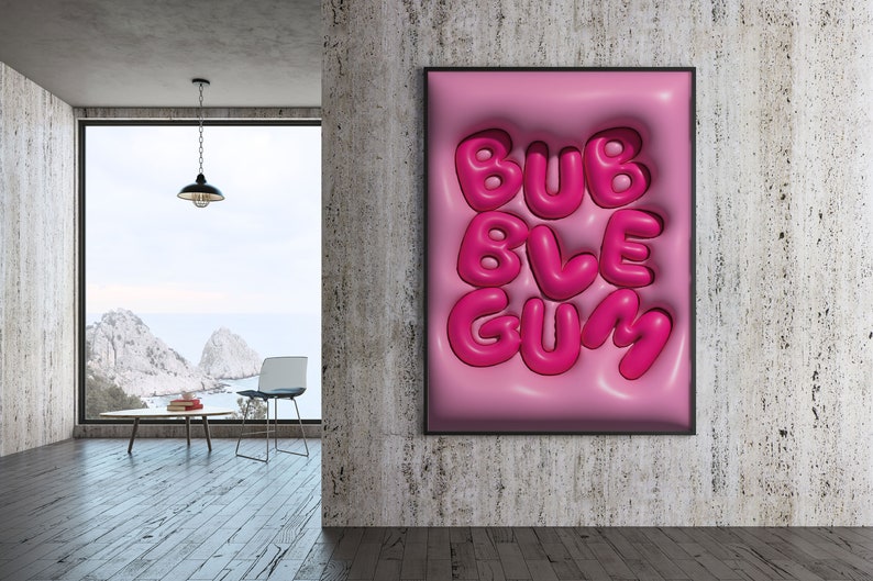 Bubble Gum Wall Art | 3D Looks | Digital Download | Printable | Mural ...