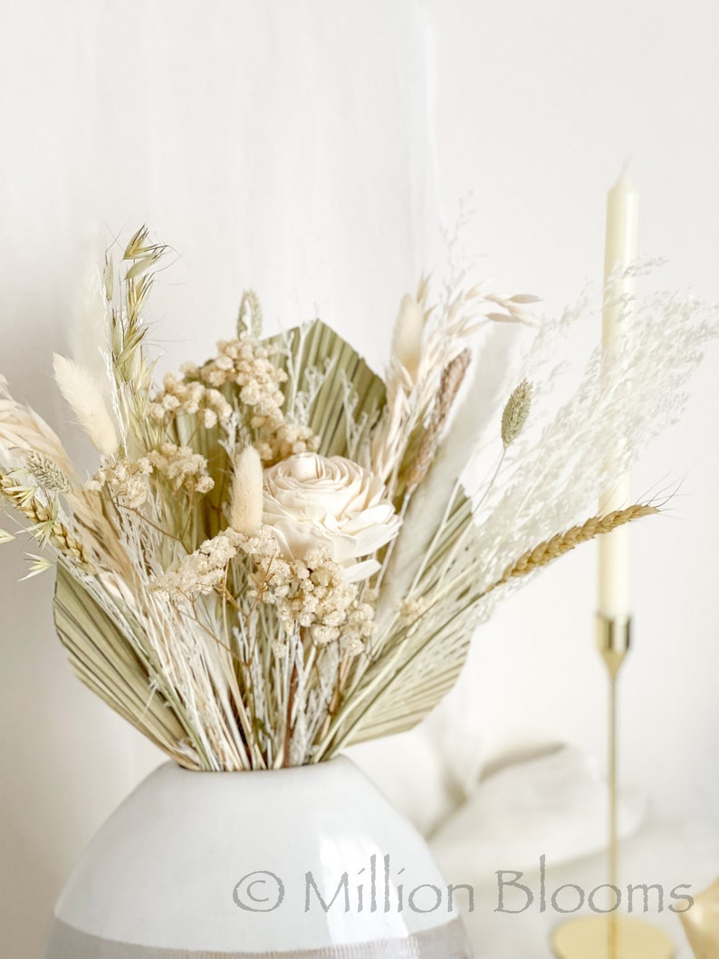 Boho Natural Neutral Colors Dried Flowers Bouquet Arrangement - Etsy