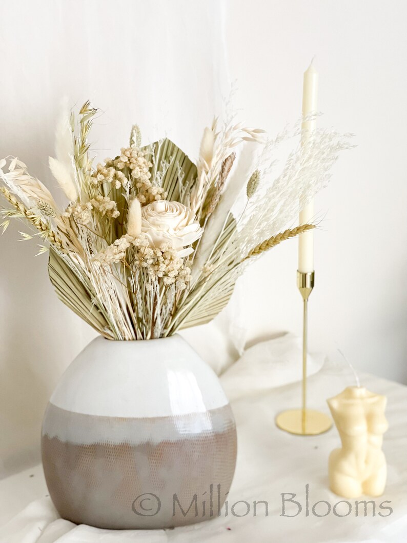 Boho Natural Neutral Colors Dried Flowers Bouquet Arrangement - Etsy