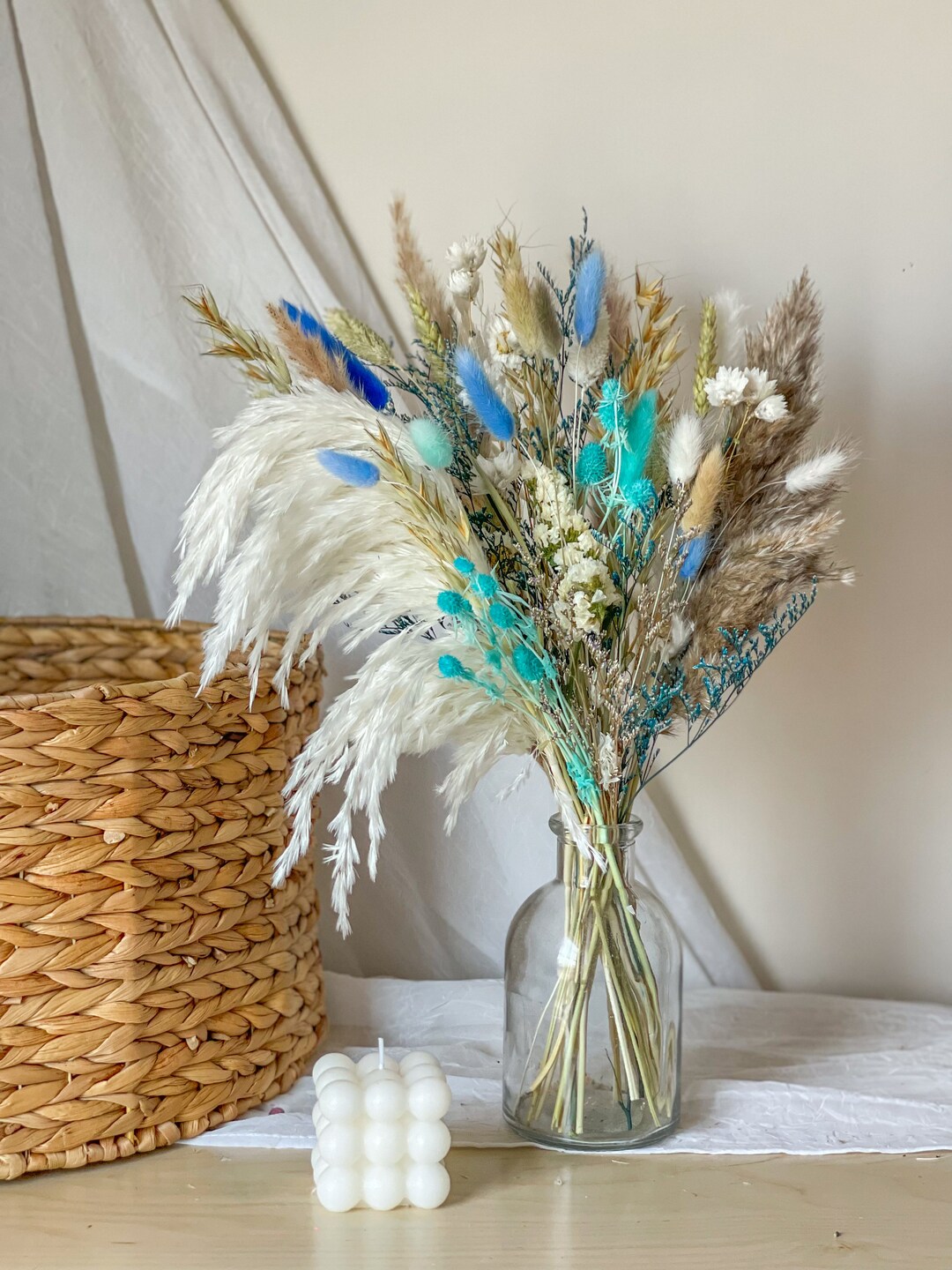 Coastal Blue Rustic Boho Dried Pampas Grass Flowers, Natural Flowers ...