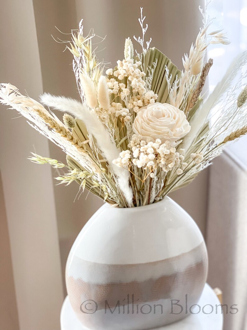 Boho Natural Neutral Colors Dried Flowers Bouquet Arrangement - Etsy