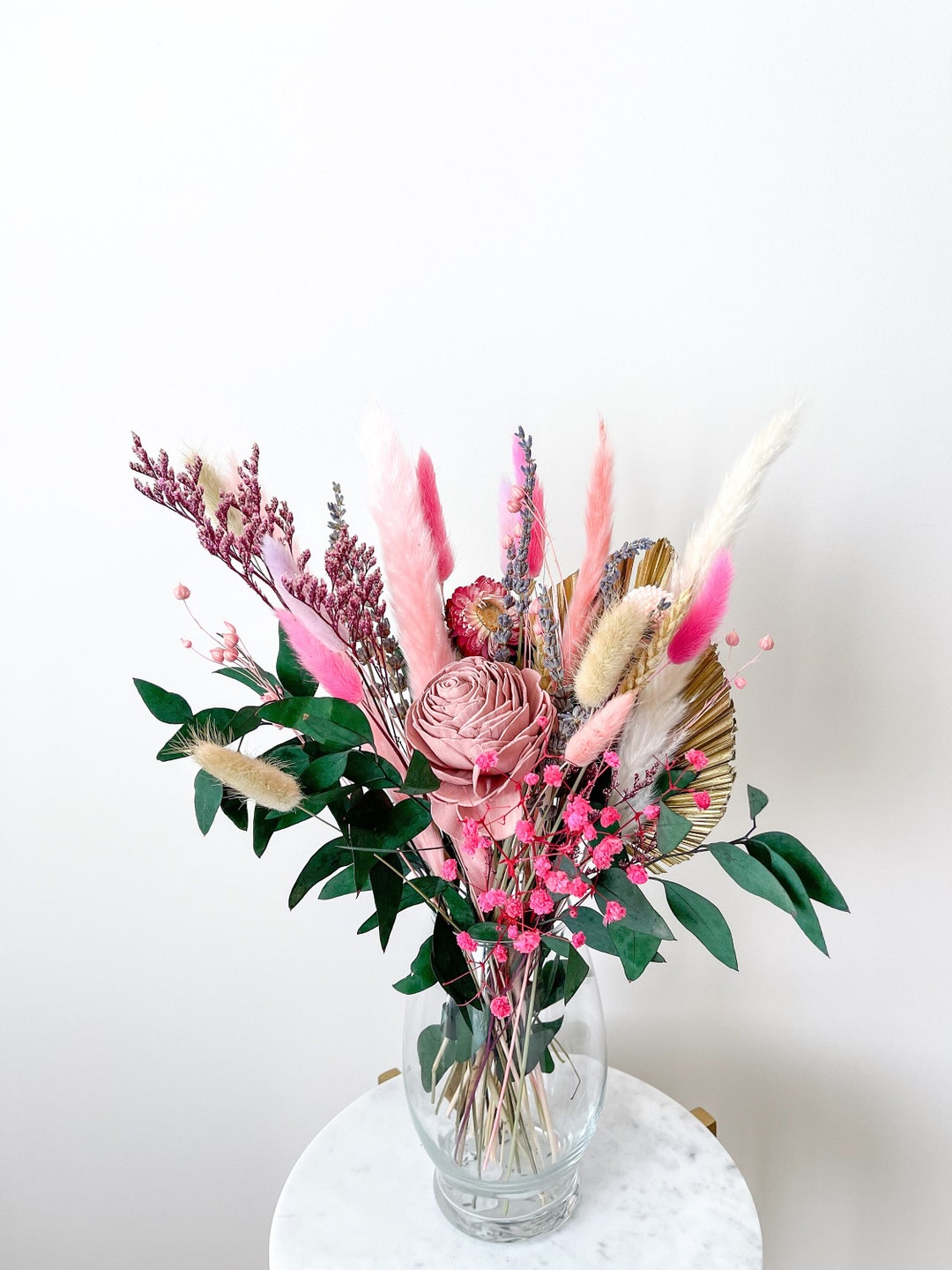 Dusty Pink Solo Wood Flower in a Mix With Natural Dried and Preserved ...