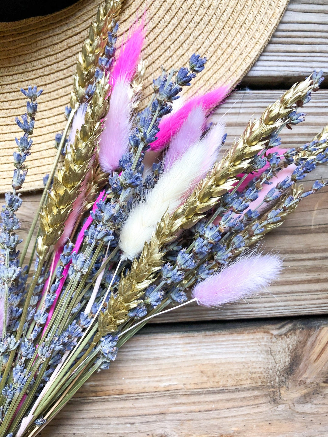 Gold Dried Lavender Bouquet for a Gold Vase, 24K Gold Bouquet, Dried ...