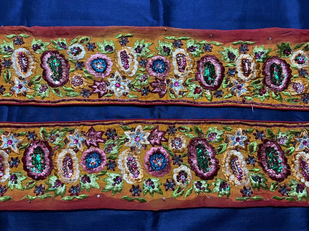 Vintage Embroidered Sari Border: Indian Trim With Sequins, DIY Decor - Etsy