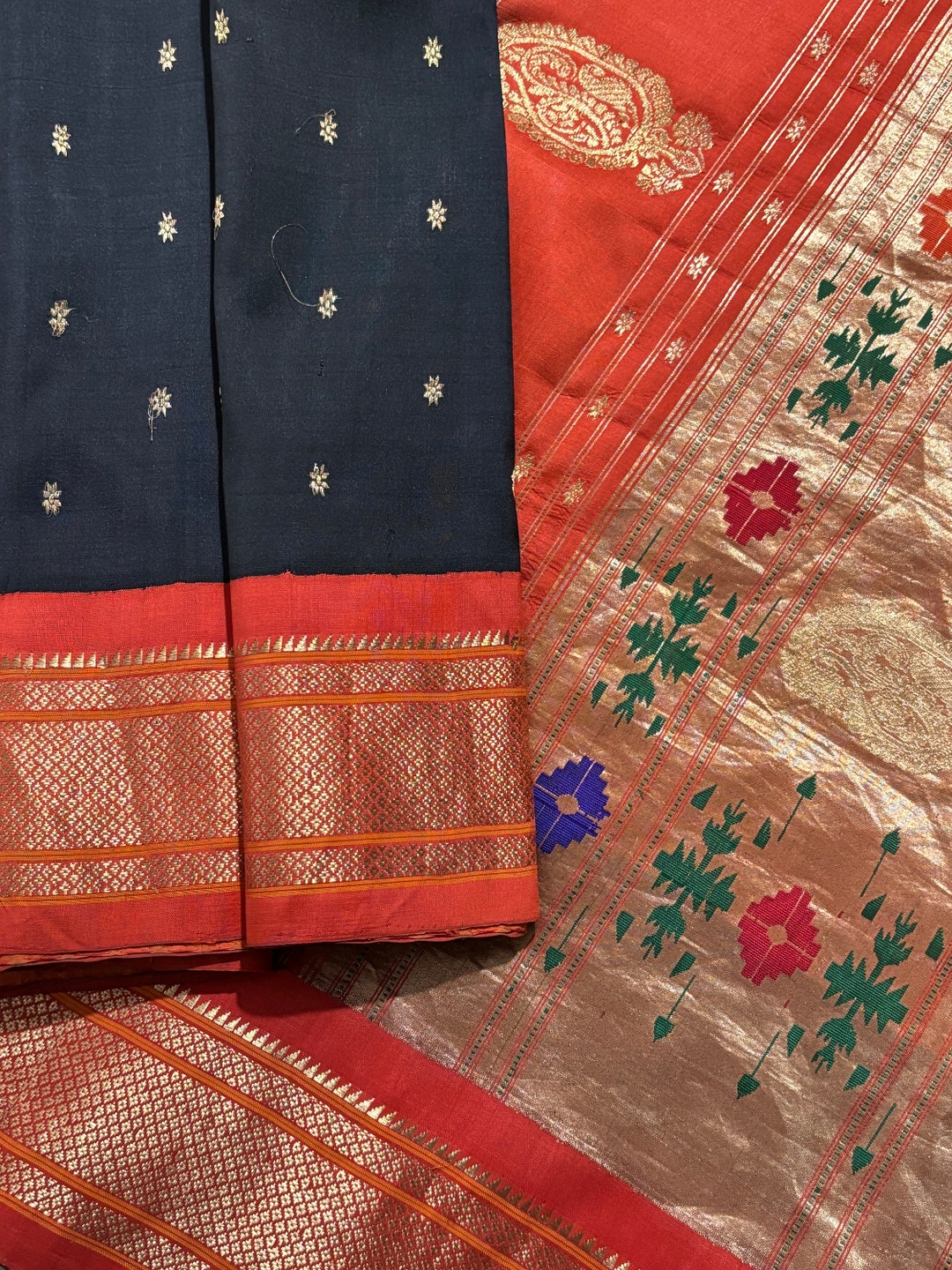 Vintage Handloom Silk Paithani Saree, Indian Embroidery - Etsy