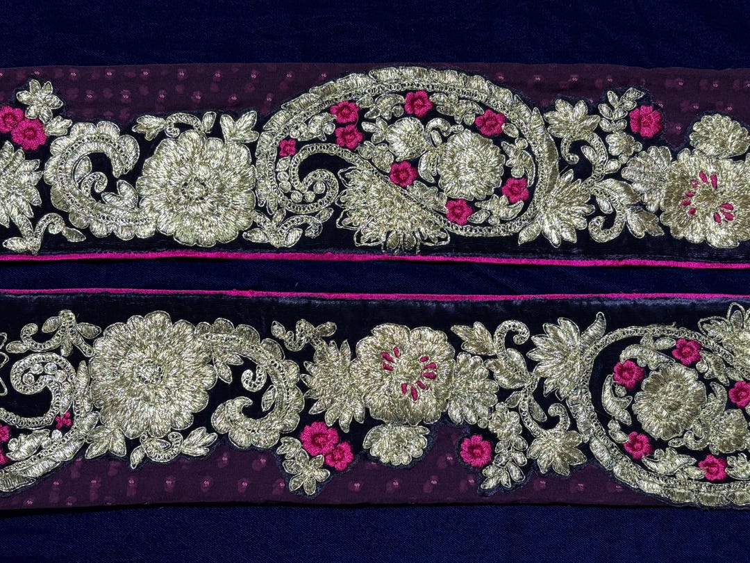 Vintage Silk Saree Border, Embroidered Indian Trim, Costume Fabric - Etsy