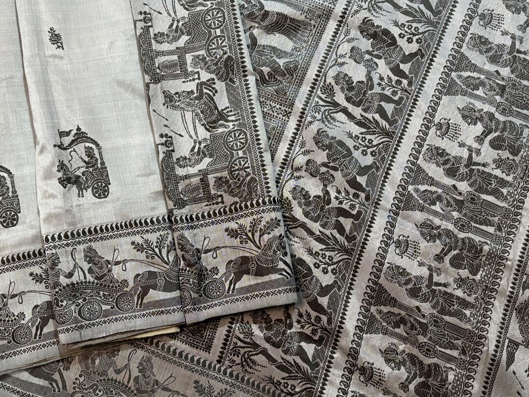 Vintage Pure Silk Saree Baluchari Hand Embroidery Handloom Saree ...