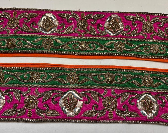Vintage Indian Sari Border, Hand Embroidered Beaded Trim, Craft DIY ...