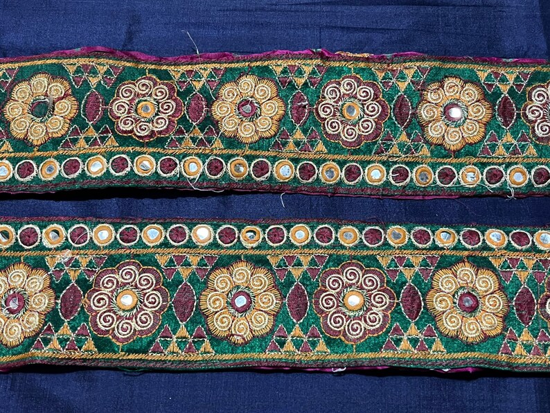Vintage Indian Sari Border Sewing Embroidered Trim Ribbon Antique Lace ...