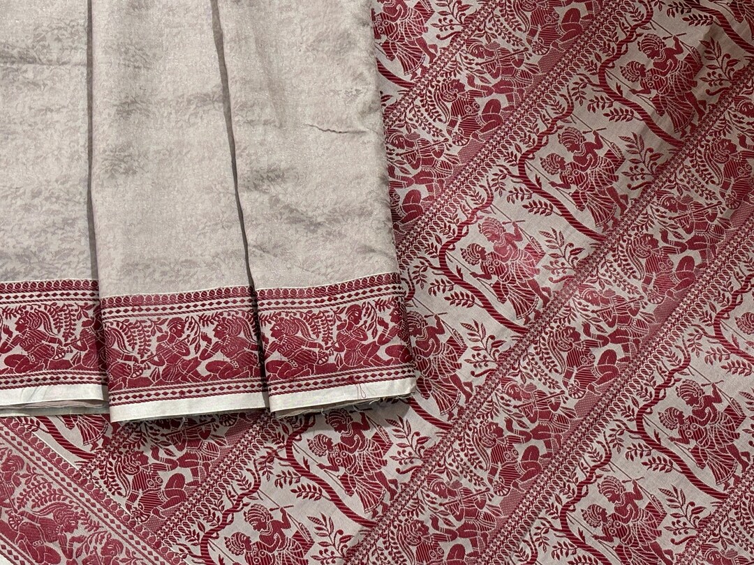 Vintage Soft Silk Saree Baluchari Hand Embroidery Handloom Saree ...