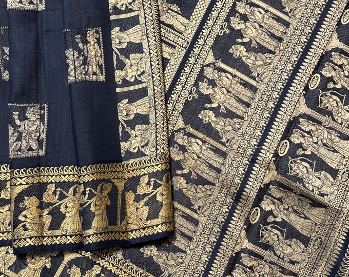 Vintage Pure Silk Saree Baluchari Hand Embroidery Handloom Saree ...