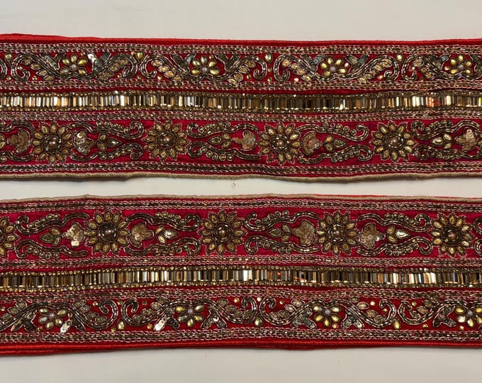 Vintage Saree Border Craft Decor Vintage Sari Trims Indian Sari Border Designer Embroidery ...