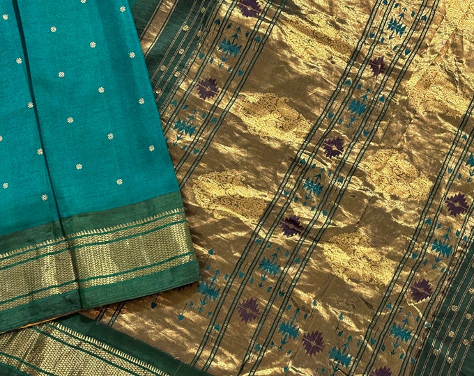 Vintage Pure Silk Saree Paithani Hand Embroidery Handloom Saree Wedding ...