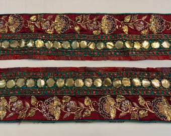 Vintage Saree Border Craft Decor Vintage Sari Trims Indian Sari Border Designer Embroidery ...