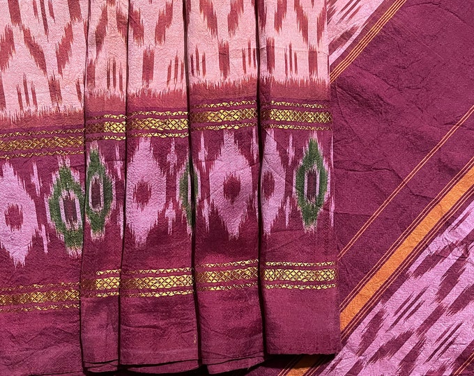 Vintage Ikat Patola Silk Saree, Handwoven Indian Sari - Etsy