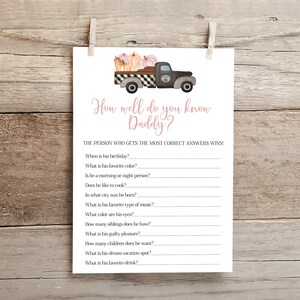 Editable How Well Do You Know Daddy Baby Shower Game, Pumpkin Who Knows ...