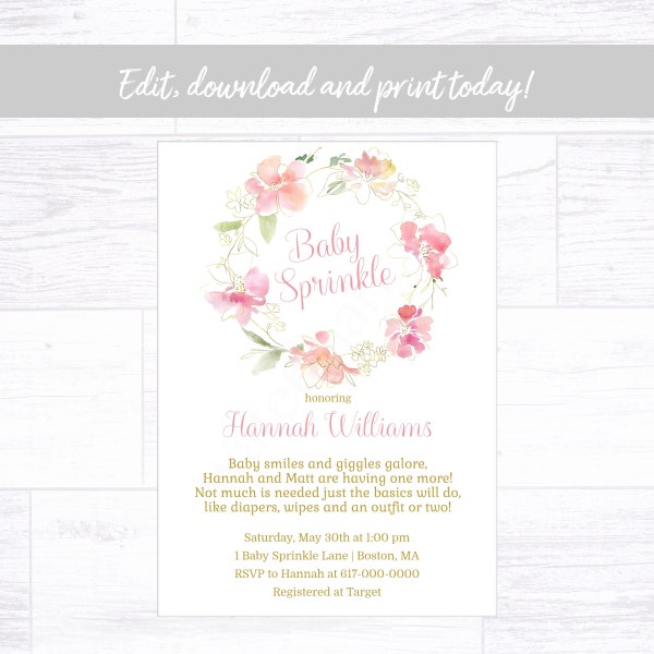 Baby Sprinkle Invitation Girl - Etsy