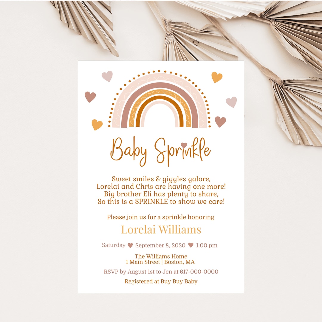 Neutral Rainbow Baby Sprinkle Invitation, Modern Rainbow Sprinkle ...