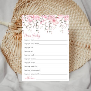 Editable Dear Baby, Wishes for Baby, Pink Baby Shower Game, Girl Baby ...