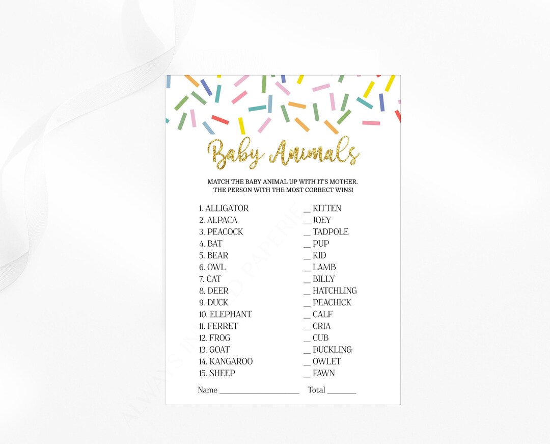 Baby Animals Quiz, Baby Animals Baby Shower Game, Instant Download ...
