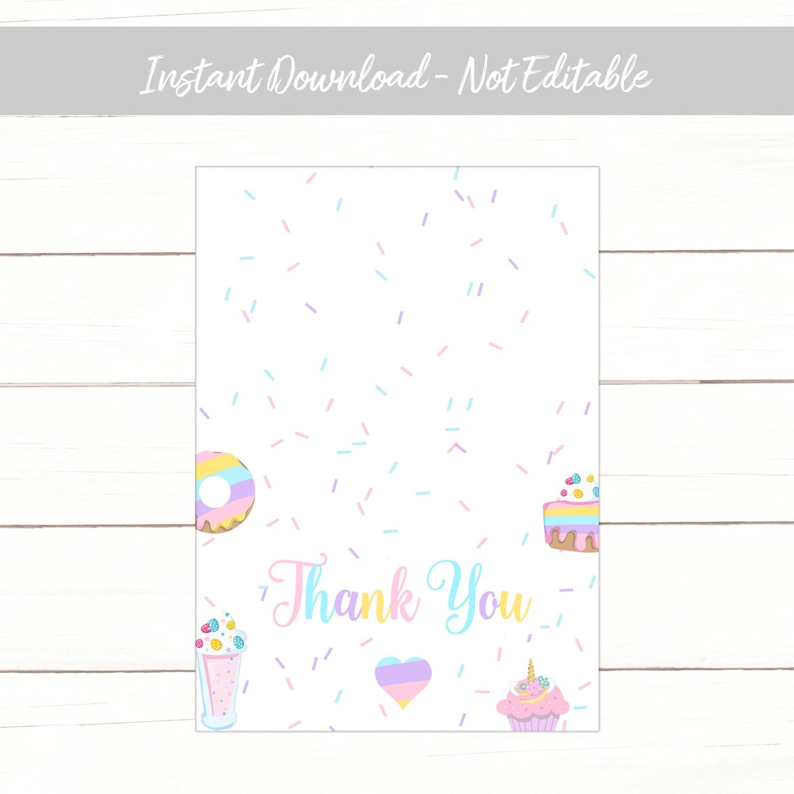 Thank You Card Two Sweet Thank You Printable Folded Thank You - Etsy