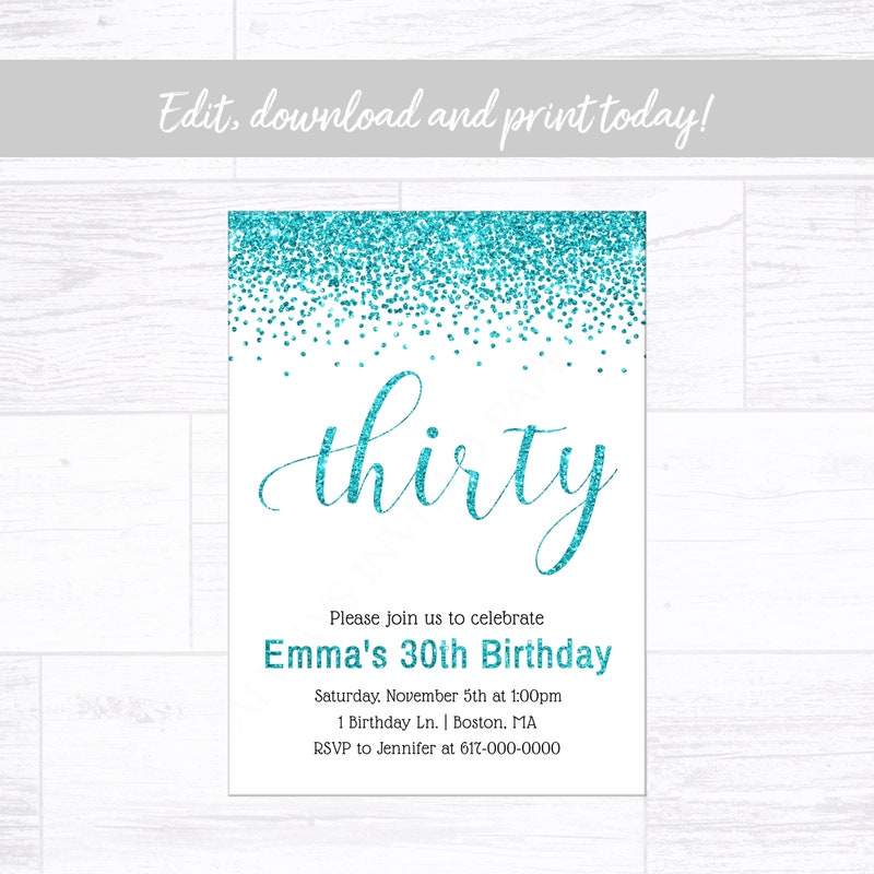 Teal Invitations - Etsy