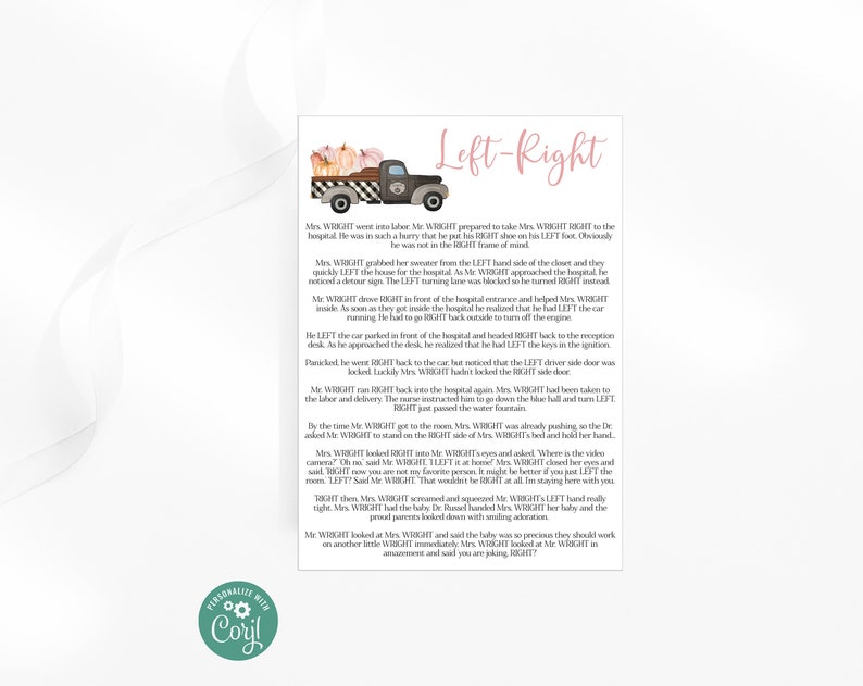 Left Right Baby Shower Game Pass the Prize Game Instant - Etsy