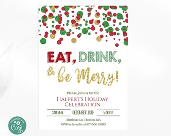 Eat Drink and Be Merry Digital Invitation - Etsy
