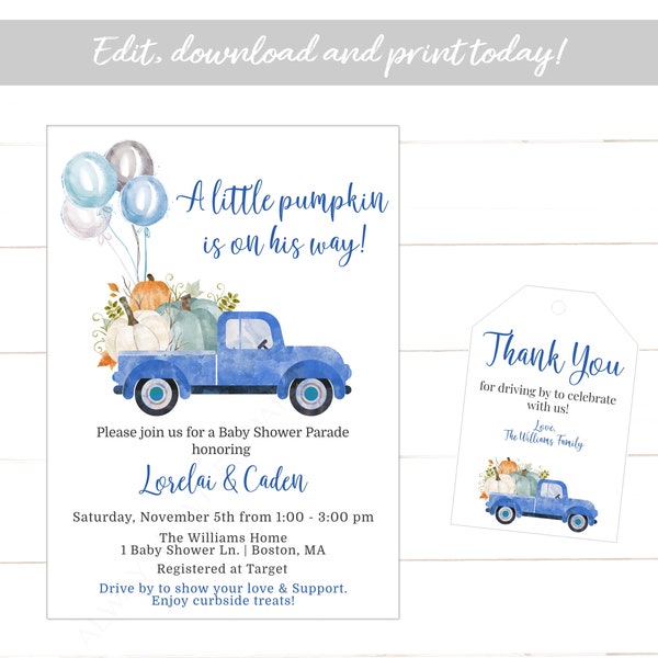Pumpkin Truck Baby Shower Invitations - Etsy