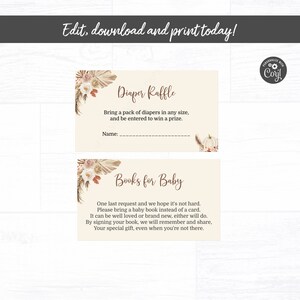 Editable Baby Shower Book Insert and Diaper Raffle Ticket Set, Stock ...
