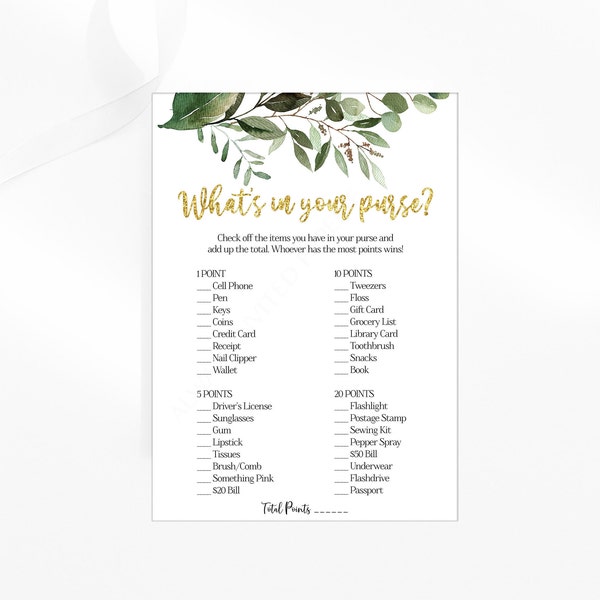 Whats in Your Purse Baby Shower Game - Etsy