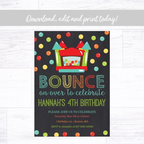 Editable Printable Bounce House Party Invitation Instant - Etsy