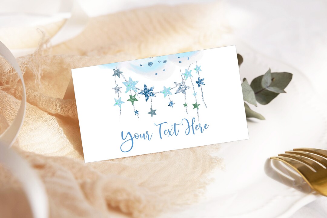 Blue Twinkle Food Tents, Baby Shower Buffet Tents, Instant Download ...