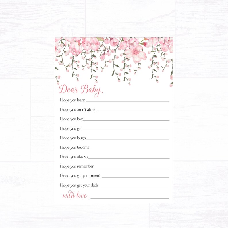 Editable Dear Baby Wishes for Baby Pink Baby Shower Game - Etsy