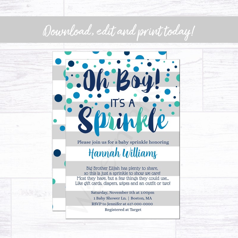 Sprinkle Invitation Boy - Etsy