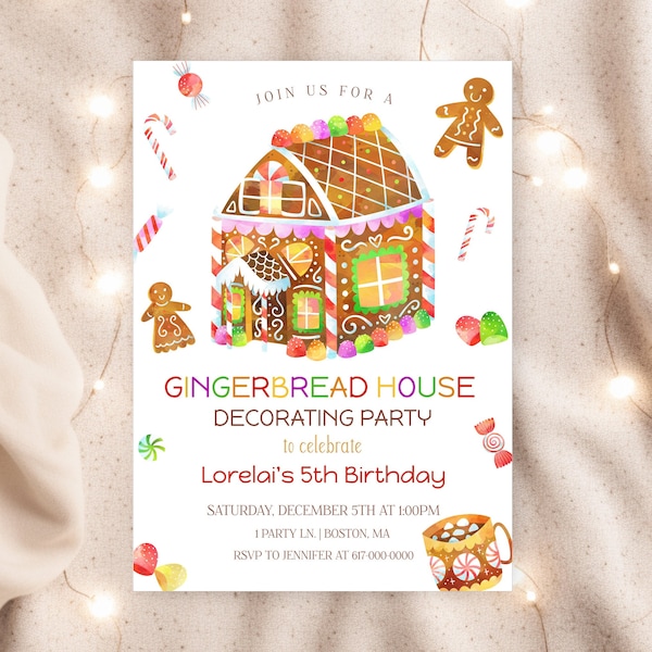 Gingerbread Birthday Invitation Template - Etsy