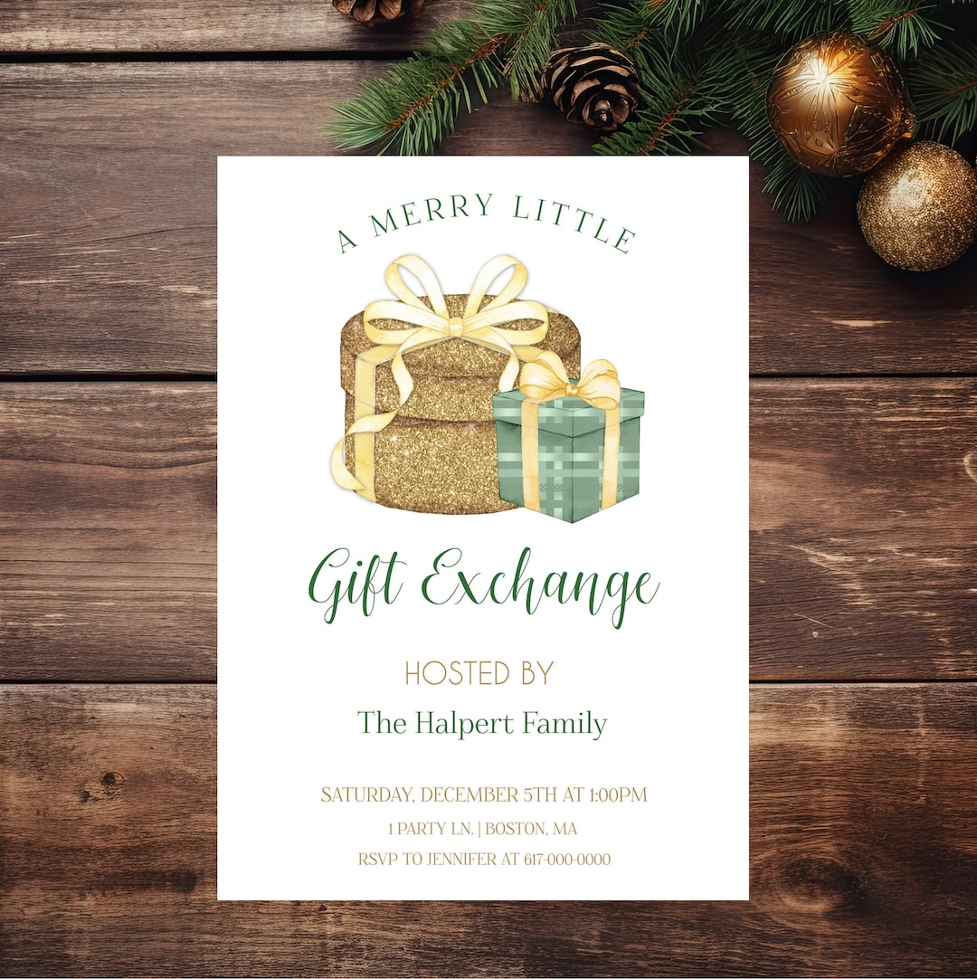 Christmas Gift Exchange Party Invitation, Holiday Party Invitation ...